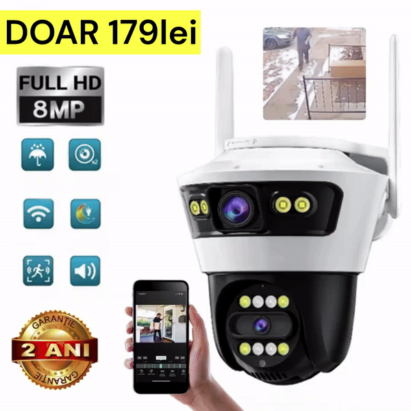 Camera Smart Jortan, Conexiune Wifi, 2 Lentile, Vizualizare Live In Ap ...